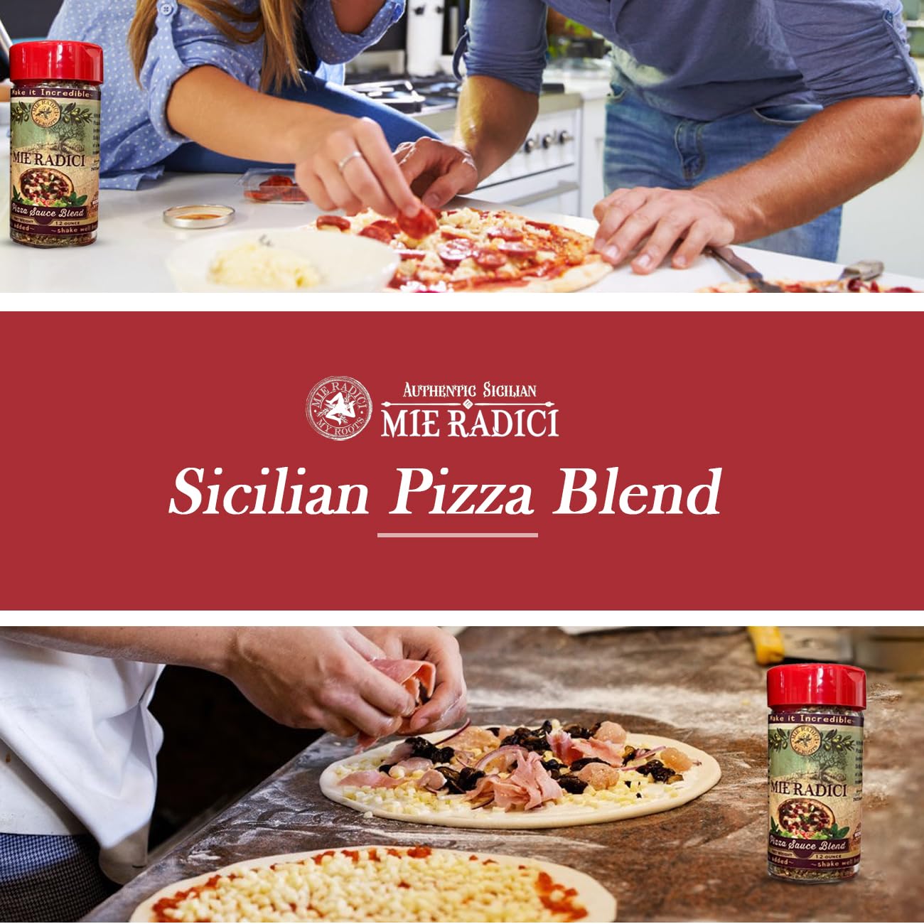 Sicilian Pizza Sauce Blend with shaker top - Mie Radici Inc